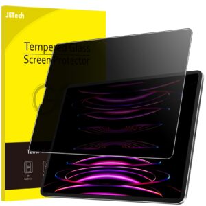 jetech privacy screen protector for ipad pro 12.9-inch (6th/5th/4th/3rd generation, 2022/2021/2020/2018), anti-spy tempered glass film, 1 pack