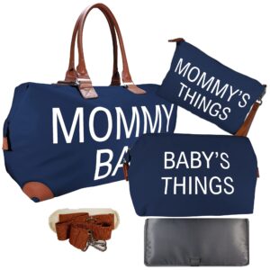 mommy bag diaper bag set | x-large capacity tote bag | 2 supplemental bags | changing pad | quality material | thoughtful gift idea