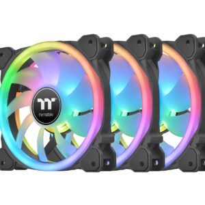 Thermaltake SWAFAN 12 RGB Radiator Fan TT Premium Edition 3 Pack, Swappable Fan Blade Design, Customizable air Flow Direction, 2000 RPM, CL-F137-PL12SW-A, 120mm Black