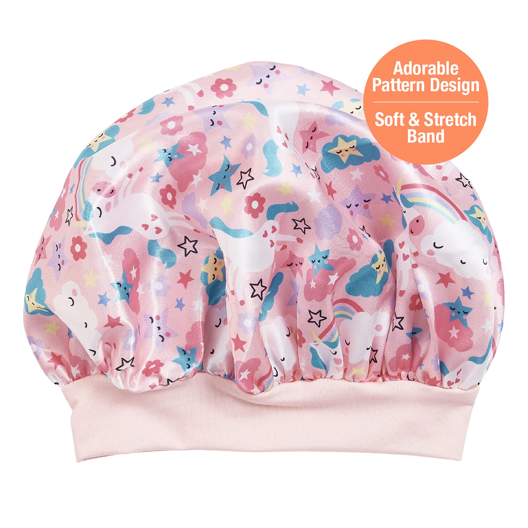 Red by Kiss Toddler Satin Bonnet Sleep Caps Hair Wraps Hair Bonnet (Pink Unicorn)