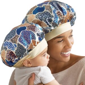 red by kiss 2-in-1 mommy & me bonnet sleeping caps hair bonnet hair wrap (leopard)