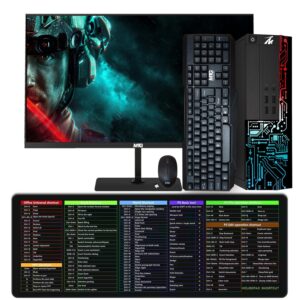 techmagnet computer desktop pc, intel core i5, siwa 8, 16gb ram, 128 gb boot + 2tb hdd, 27 inch monitor, wireless keyboard mouse, xl cheatsheet desk pad, wifi, win 11 home (renewed)