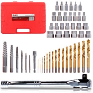 abn 50pc screw bit extractor and assorted drill bit kit - damaged screw extractor impact bits with bolt extractor set