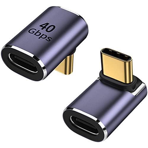 AuviPal 90 Degree Right Angle USB C Male to USB C Female Adapter, Up and Down USB Type C Adapter Extender for Steam Deck, ROG Ally, Switch, Notebook, PC, Tablet, Phone and More - 2 Pack