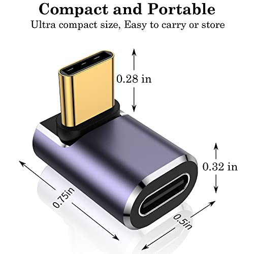 AuviPal 90 Degree Right Angle USB C Male to USB C Female Adapter, Up and Down USB Type C Adapter Extender for Steam Deck, ROG Ally, Switch, Notebook, PC, Tablet, Phone and More - 2 Pack