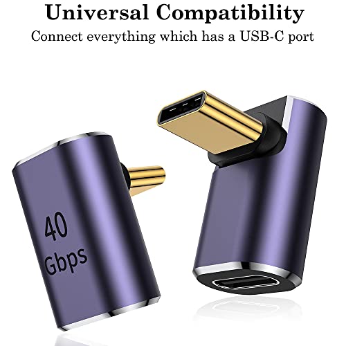 AuviPal 90 Degree Right Angle USB C Male to USB C Female Adapter, Up and Down USB Type C Adapter Extender for Steam Deck, ROG Ally, Switch, Notebook, PC, Tablet, Phone and More - 2 Pack