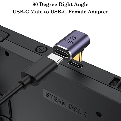 AuviPal 90 Degree Right Angle USB C Male to USB C Female Adapter, Up and Down USB Type C Adapter Extender for Steam Deck, ROG Ally, Switch, Notebook, PC, Tablet, Phone and More - 2 Pack