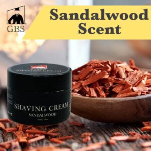 G.B.S Sandalwood Shaving Cream for Sensitive Skin, Hydrates, Nourishes for Close Smooth Shave, Protects Skin from Cuts, Bumps, Redness and Irritation Pack of 1