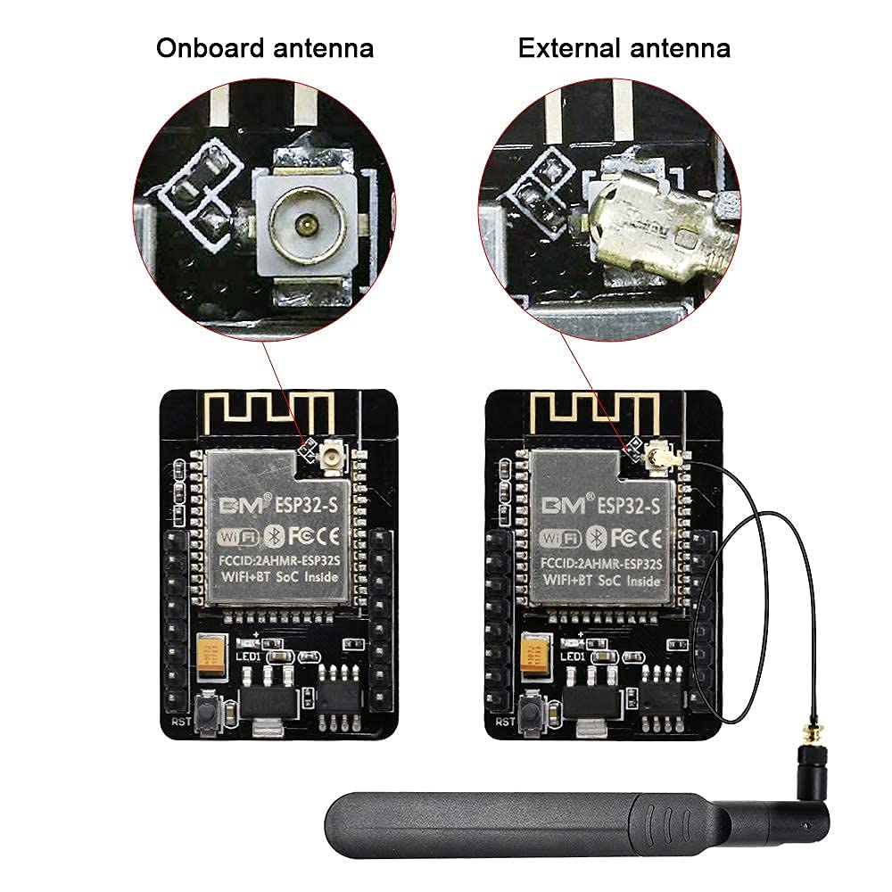 Aideepen 2PCS ESP32 DC 5V Dual-core WL with OV2640 Camera TF Card Module+ESP32-CAM +Antenna +IPEX to RP-SMA