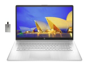 hp 17.3" fhd laptop, amd ryzen 5-5500u processor(beats intel i7-1065g7), 16gb ram, 512gb pcie ssd, amd radeon graphics, hd webcam, fingerprint reader, win 11 pro, silver, 32gb usb card