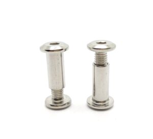 screw post fit for 5/16 inch(8mm) hole dia, male m6x20mm female 18mm hex drive binding bolts for leather wood furniture, stainless steel silver 5 sets