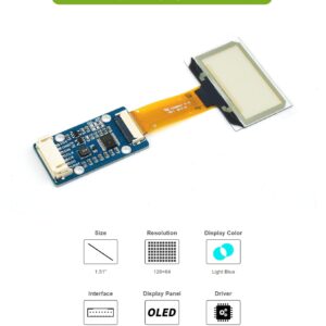 Coolwell 1.51inch Transparent OLED Compatible Raspberry Pi/Ardui/TM32, Display Light Blue Color, 128×64, SPI/I2C Interfaces