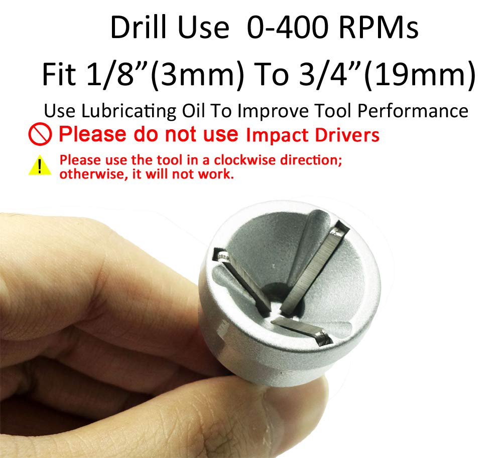 ORX PLUS TOOLS 2 PCS Deburring External Chamfer Tool, with HSS Blade and Tungsten Blade, Deburring Drill Bit, Remove Burr Tools Quick Release Shank Fits for 1/8"-3/8"(3mm-35mm)