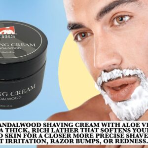 G.B.S Sandalwood Shaving Cream for Sensitive Skin, Hydrates, Nourishes for Close Smooth Shave, Protects Skin from Cuts, Bumps, Redness and Irritation Pack of 1