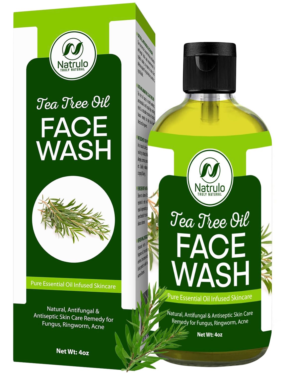 Tea Tree Oil Face Wash, 4oz – Tea Tree Soap Natural Skin Cleanser – Pure Essential Oil Infused Skincare Cleansing Face Soap, Made in USA