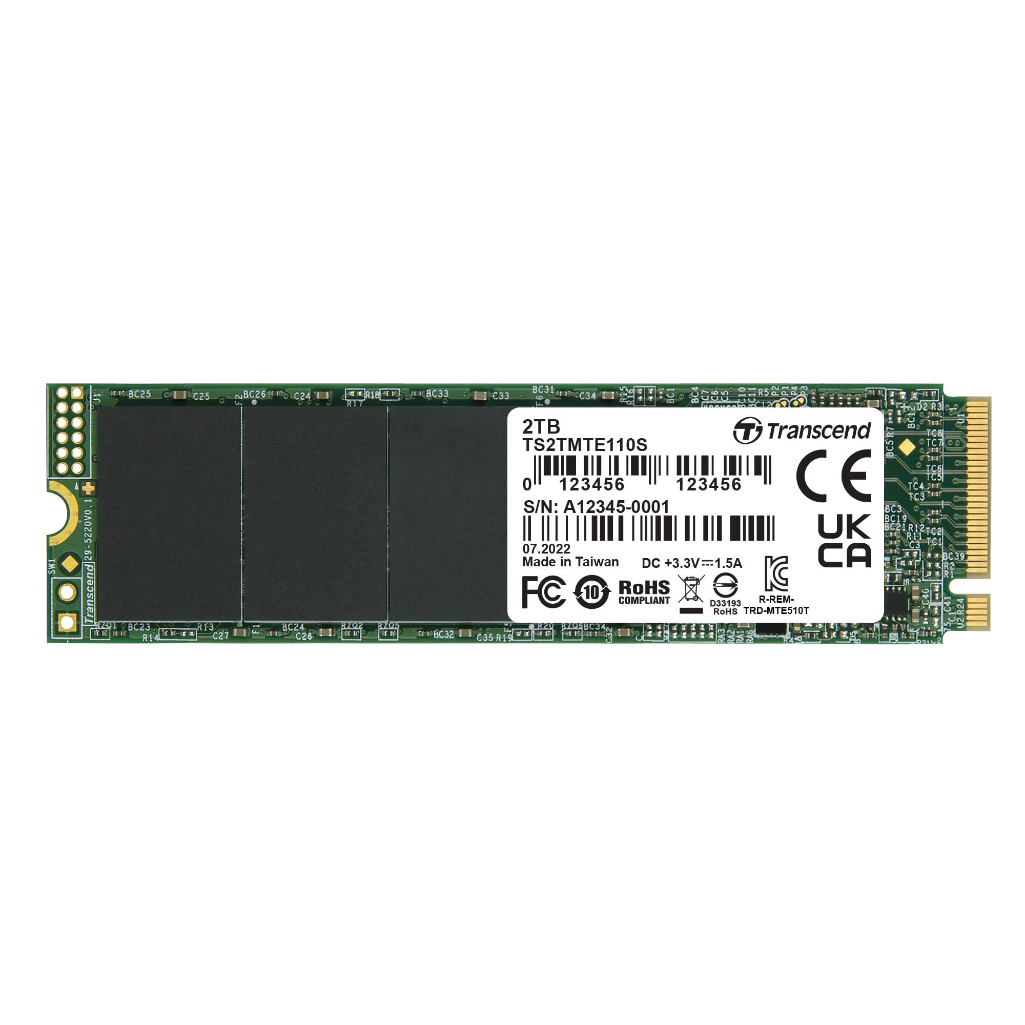 Transcend PCIe M.2 SSD (2280) 2TB NVMe PCIe Gen3 x4 3D TLC TS2TMTE110S