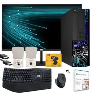 computer desktop pc, intel core i7, siwa 8, 16gb ram, 128gb ssd boot + 2tb hdd, mtg 24 inch monitor, wireless ergonomic keyboard mouse, speaker, webcam, office 365, wifi, win 11 home (renewed)