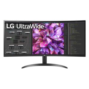 lg 34wq60c-b.aus 34" curved ultrawide™ qhd ips hdr 10 monitor with dual controller & onscreen control, black