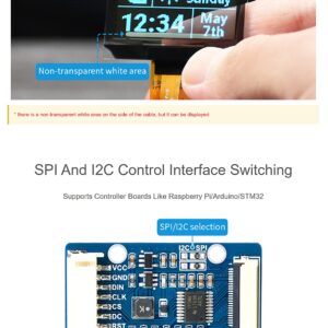 Coolwell 1.51inch Transparent OLED Compatible Raspberry Pi/Ardui/TM32, Display Light Blue Color, 128×64, SPI/I2C Interfaces