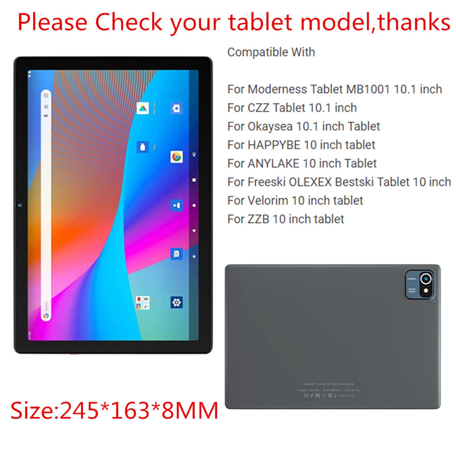 HminSen Case for MB1001 Tablet 10.1,Kids Friendly Silicone Case for Moderness MB1001/Okaysea 10.1 Tablet,for OUZRS TAB-M1/DOOGEE T10/T10S Tablet 2023 /HAPPYBE/ANYLAKE/Velorim/CZZ/ZZB 10 inch (Black)