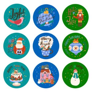 lucleag 360 pcs christmas stickers for kids, assorted cute christmas snowman santa round stickers for candy goodie envelope, merry christmas packing sealing stickers diy gift candy wrap decor