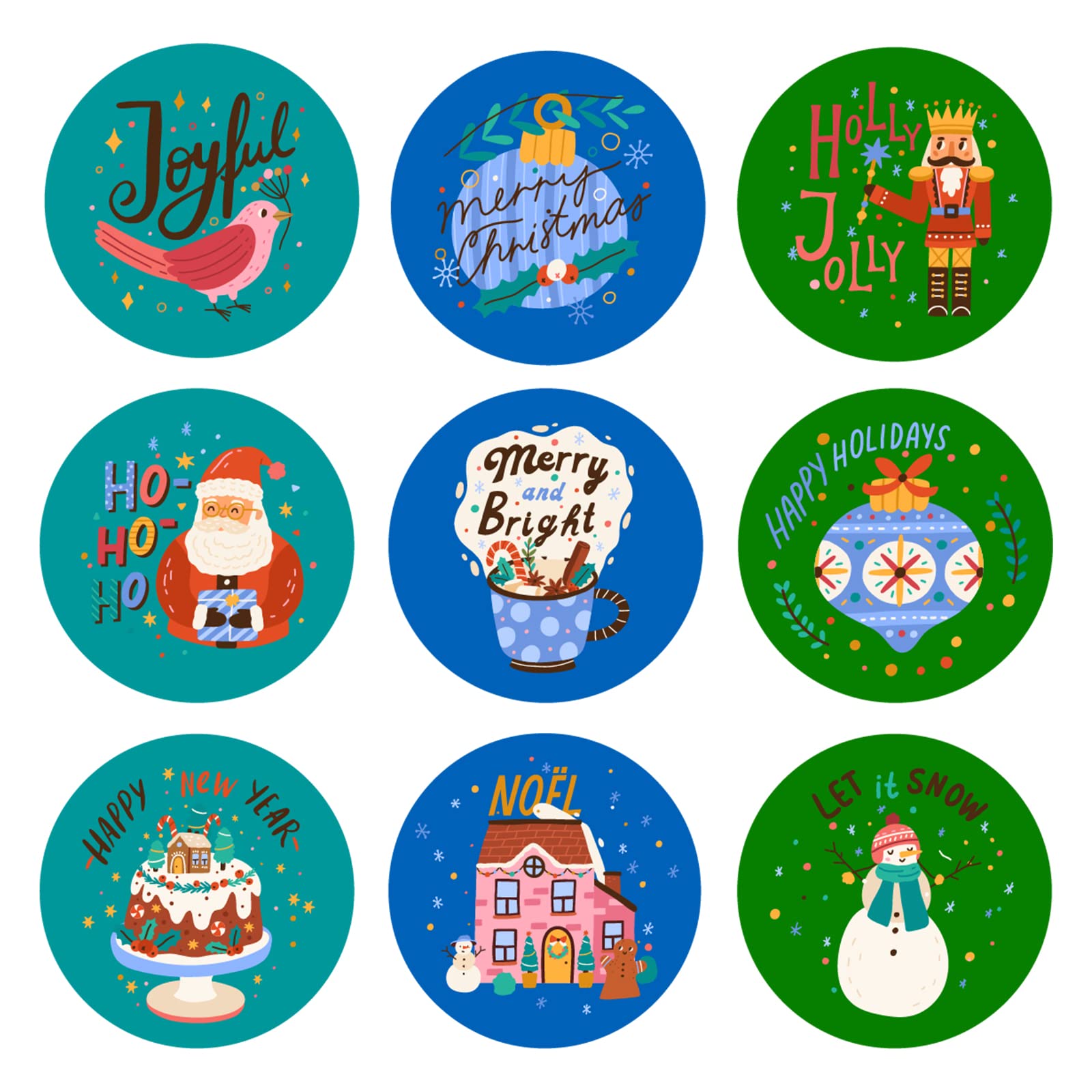 Lucleag 360 PCS Christmas Stickers for Kids, Assorted Cute Christmas Snowman Santa Round Stickers for Candy Goodie Envelope, Merry Christmas Packing Sealing Stickers DIY Gift Candy Wrap Decor