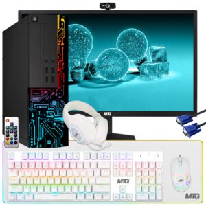 techmagnet computer desktop pc, intel core i5, siwa 8, 8gb ram, 128gb ssd boot + 500 gb hdd, 27 inch monitor, gaming kit with webcam, wifi, win 11 home (renewed)