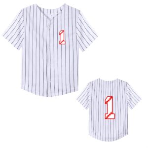 baby baseball jersey 1 year old birthday party shirt short sleeve button tee 1st infant toddler t shirt gift (stripe b,12 months,12 months,little kid,unisex,us,age)