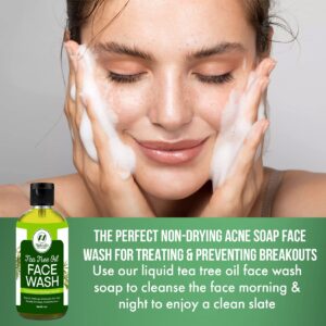 Tea Tree Oil Face Wash, 4oz – Tea Tree Soap Natural Skin Cleanser – Pure Essential Oil Infused Skincare Cleansing Face Soap, Made in USA