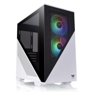 thermaltake divider 170 tg argb motherboard sync matx computer case with 2x120mm argb fan pre-installed, tempered glass side panel, ventilated front mesh panel, ca-1s4-00s6wn-00, white