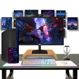 TechMagnet Computer Desktop PC, Intel Core i5, Siwa 8, 8GB RAM, 128GB SSD Boot + 500 GB HDD, 27 Inch Monitor, Gaming Kit with Webcam, WiFi, Win 11 Home (Renewed)