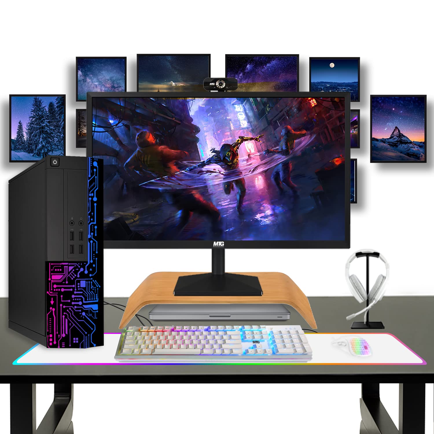 TechMagnet Computer Desktop PC, Intel Core i5, Siwa 8, 8GB RAM, 128GB SSD Boot + 500 GB HDD, 27 Inch Monitor, Gaming Kit with Webcam, WiFi, Win 11 Home (Renewed)