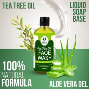 Tea Tree Oil Face Wash, 4oz – Tea Tree Soap Natural Skin Cleanser – Pure Essential Oil Infused Skincare Cleansing Face Soap, Made in USA