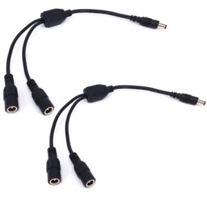 hualand 2 pack black 1 male to 2 female 5.5x2.1 splitter cctv dc power supply splitter cable,dc y splitter cable