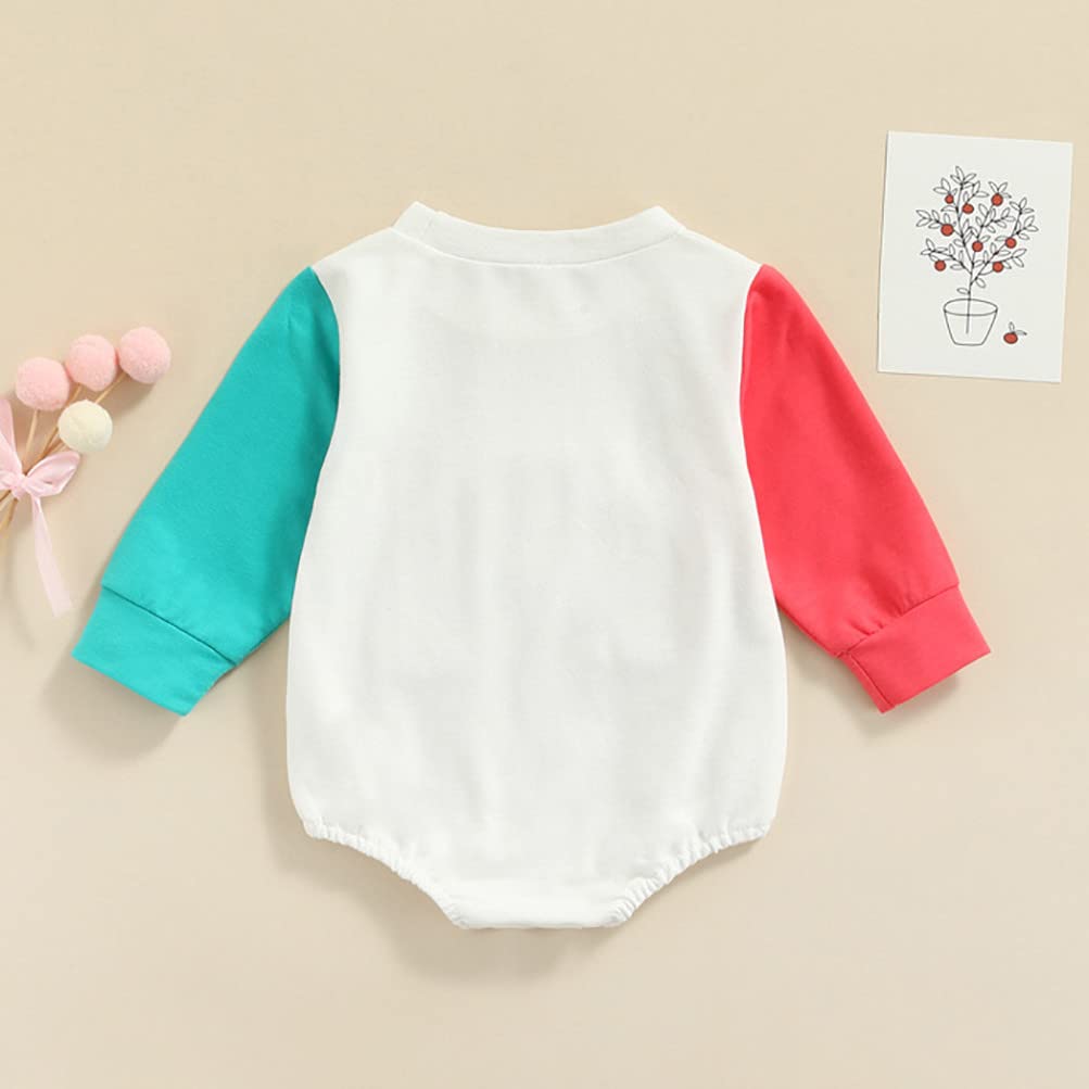 RUKOSU Baby Girl Boy Crewneck Sweatshirts Oversized Long Sleeve Romper Pullover Top Fall Winter Clothes Rainbow 12-18 Months