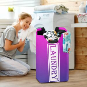 DOMIKING Purple Gradient Laundry Storage Basket Collapsible Organizer Laundry Hamper for Laundry Kids Room Dirty Cloth Bathroom Toy Dorm Bag