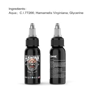 HAWINK Black Tattoo Ink 1 oz (30ml) Vegan-Friendly USA Standard Pigment Tattoo Supplies Pure Black TI203-30-001