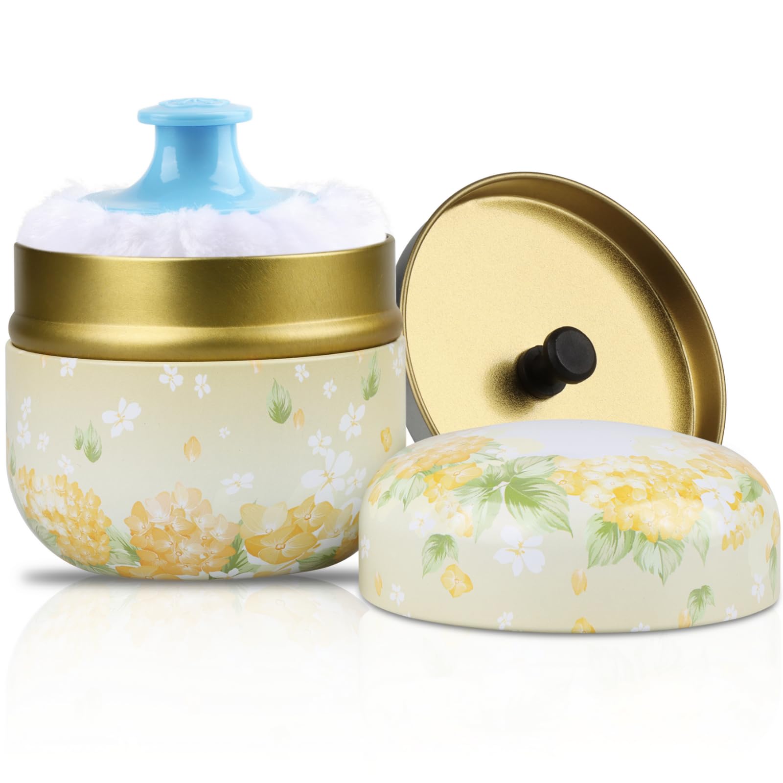 Body Powder Container with Powder Puff, Baby Women Powder Puff Container for Dusting Powder, Bath, Travel (Color Line)