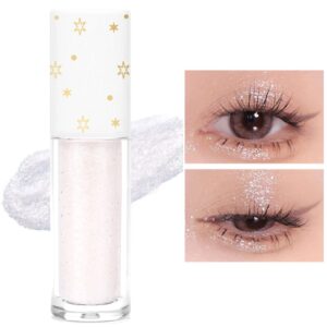 geeneiya glitter liquid eyeshadow korean makeup white highlight eyeliner, pigmented, long lasting, quick drying, loose glue for crystals eye (pearl 03)