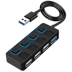 usb hub 3.0, vienon 4-port usb 3.0 data hub with led power switches, usb extender usb port hub for macbook & pc/laptop