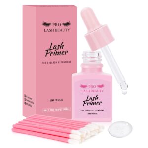 lash primer for eyelash extensions, 15ml eyelash primer, lash extension primer pre-treatment protein clean natural lashes increase glue bonding retention special dropper (clear, 15ml)