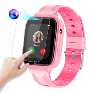 okyuk 4g smartwatch for kids, 1.69'' touch screen child's mini cell phone watch with gps tracker, sos calling, face unlock wristwatch for boys girls, birthday xmas gifts for age 3-12 years (pink)