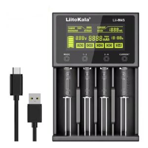 4-bay 18650 battery charger，test battery capacity，touch button,universal battery charger for: 3.7v 26650 20700 18650 18350 1.2v nimh/cd aa aaa size batteries