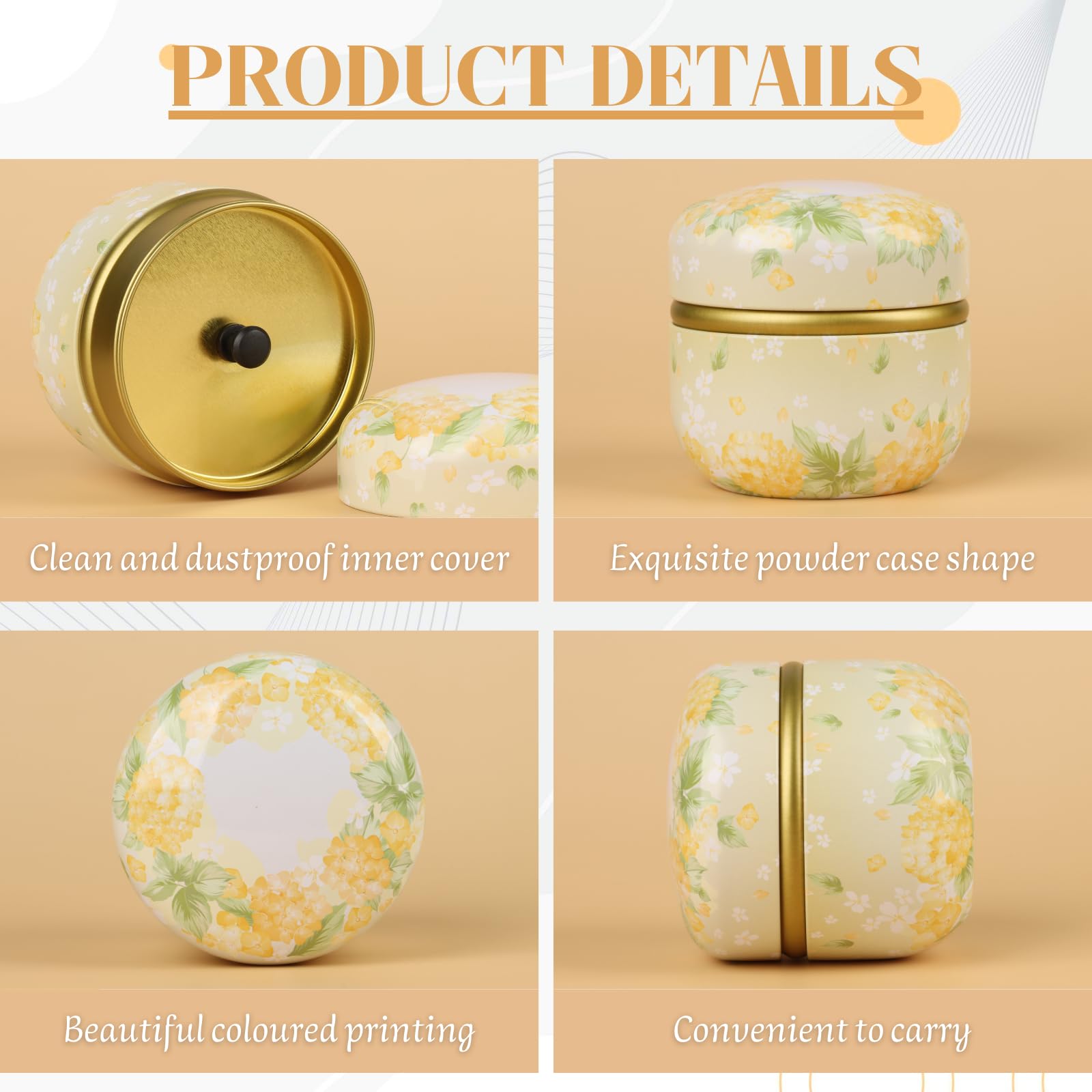 Body Powder Container with Powder Puff, Baby Women Powder Puff Container for Dusting Powder, Bath, Travel (Color Line)