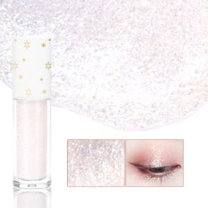 Geeneiya Glitter Liquid Eyeshadow Korean Makeup White Highlight Eyeliner, Pigmented, Long Lasting, Quick Drying, Loose Glue for Crystals Eye (Pearl 03)