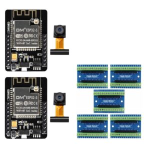 aideepen 2pcs esp32 dc 5v dual-core wl with ov2640 camera tf card module+5pcs nano screw terminal adapter