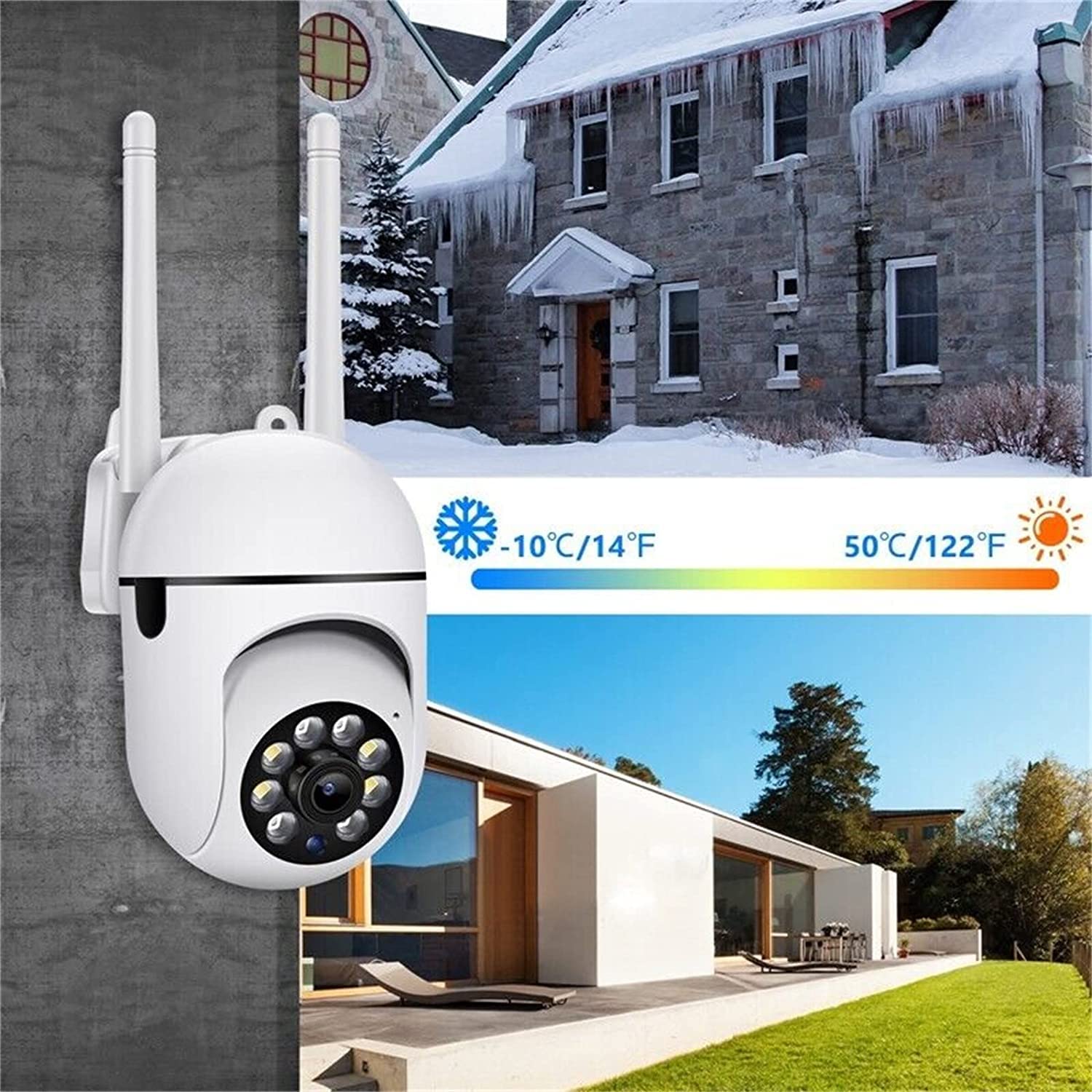 KUNTLEY Outdoor Security Cameras, 2.4GHz & 5G WiFi Cameras for Home Security, 1080P Dome Surveillance Cameras 360° View,2-Way Audio, Security Camera with Motion Detection (2PC)