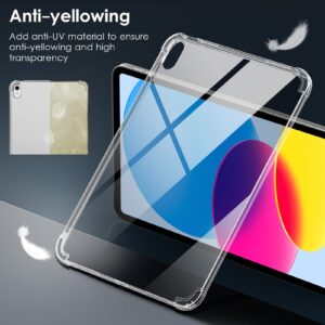 DTTO Clear Case for iPad 10th Generation 2022 - [Yellowing Resistant] Slim Lightweight Transparent Soft Cover for iPad 10.9 Inch, Clear