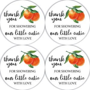 80 pieces cute round orange thank you stickers, wedding bridal shower birthday party fruit orange themed party gift wrap bag label decorations