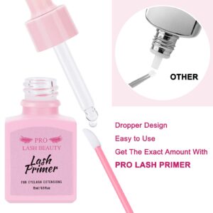 Lash Primer for Eyelash Extensions, 15ML Eyelash Primer, Lash Extension Primer Pre-Treatment Protein Clean Natural Lashes Increase Glue Bonding Retention Special Dropper (Clear, 15ml)